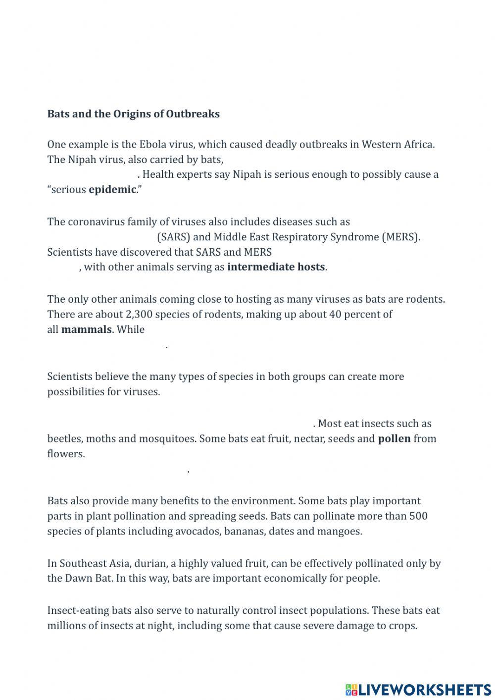 Bats and the Origins of Outbreaks 798692 | Phontes | Live