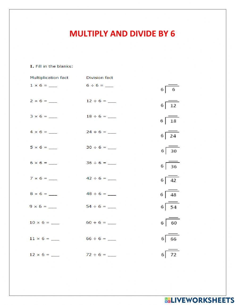 Multiply & Divi… | Free Interactive Worksheets | 798898