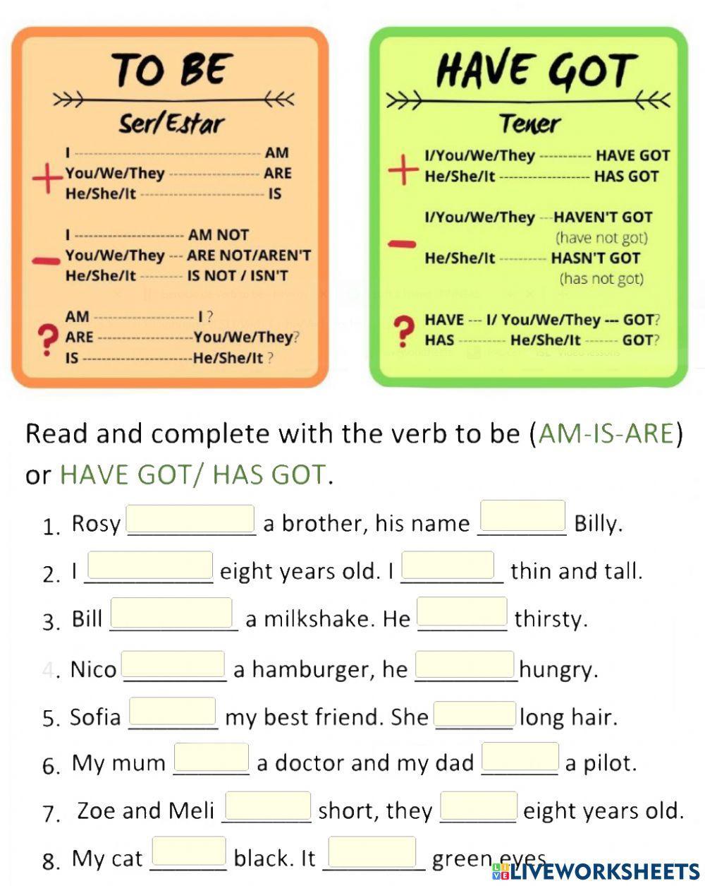 Verb to be- Hav… | Free Interactive Worksheets | 799628