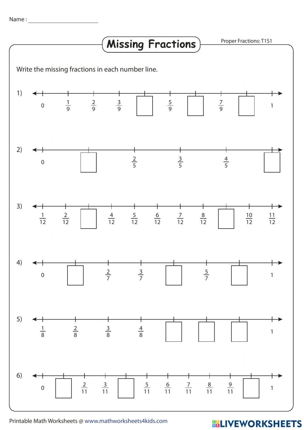 Fraction Number… | Free Interactive Worksheets | 4856708