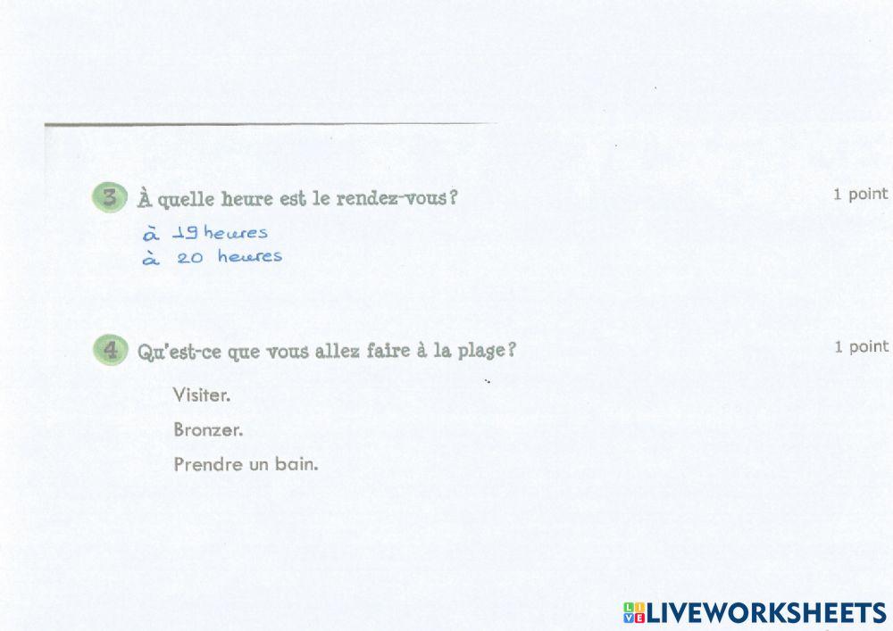 Delf Junior A1 Test 1 online exercise for | Live Worksheets