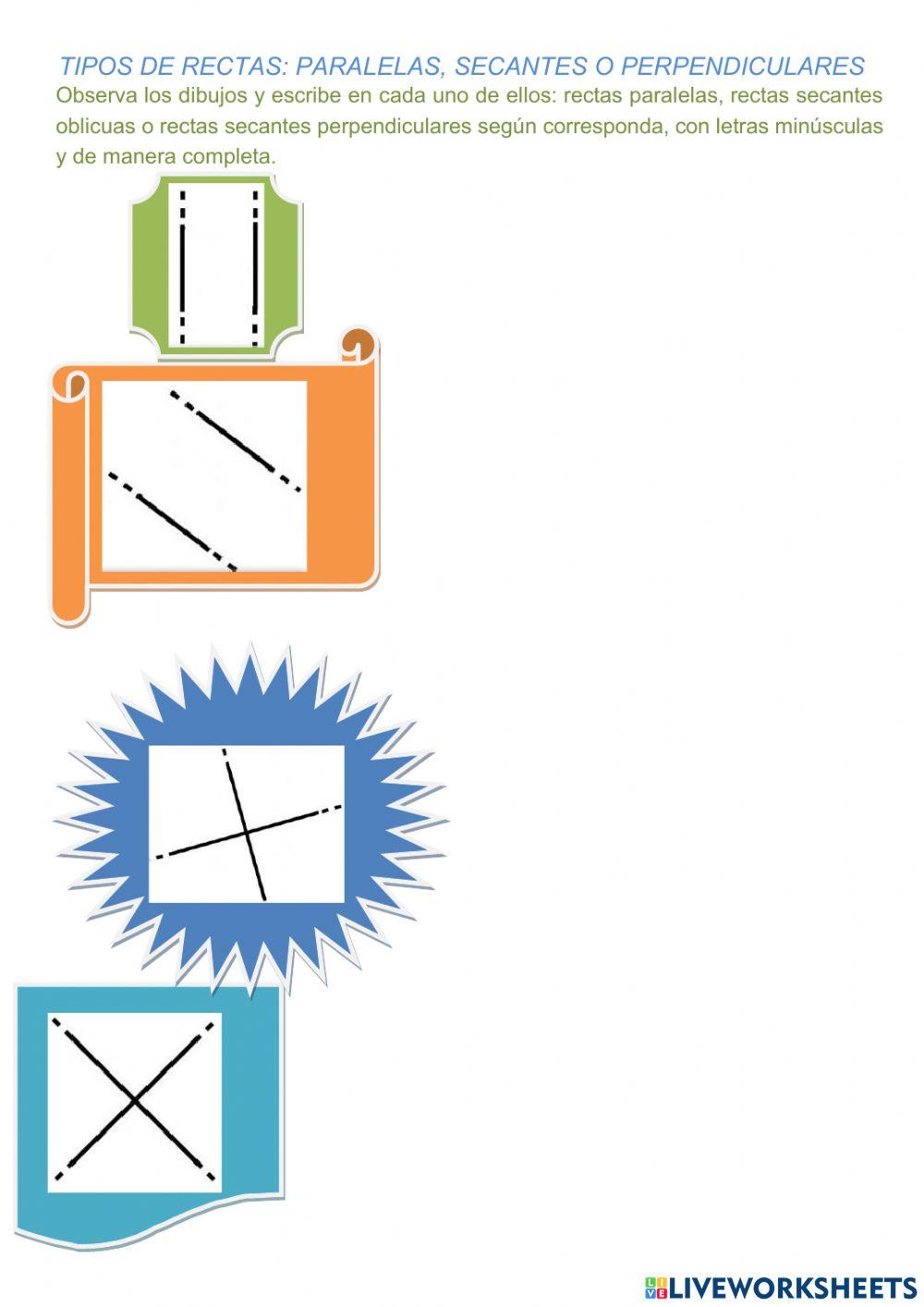 Rectas secantes y paralelas interactive worksheet | Live Worksheets