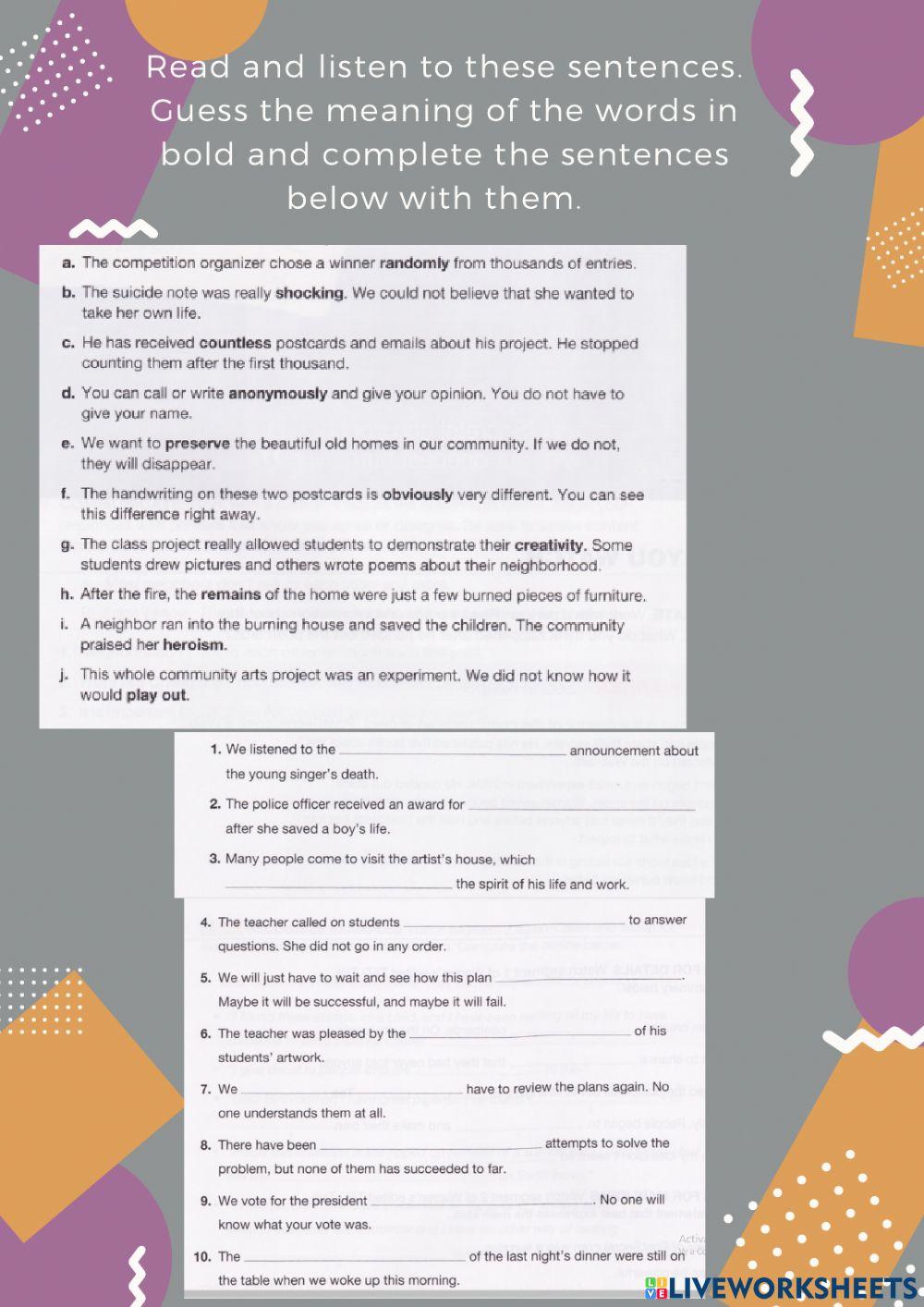 Secrets interactive worksheet | Live Worksheets