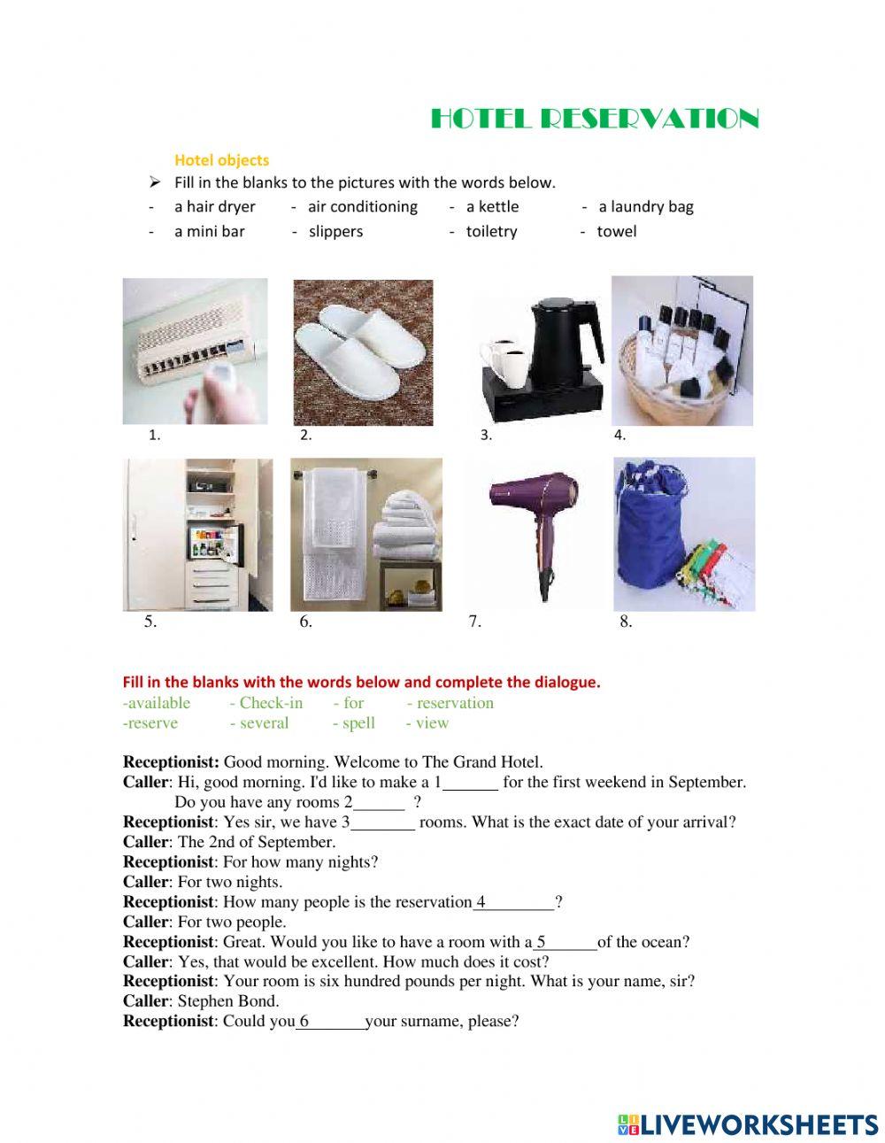 Hotel Reservati… | Free Interactive Worksheets | 800237