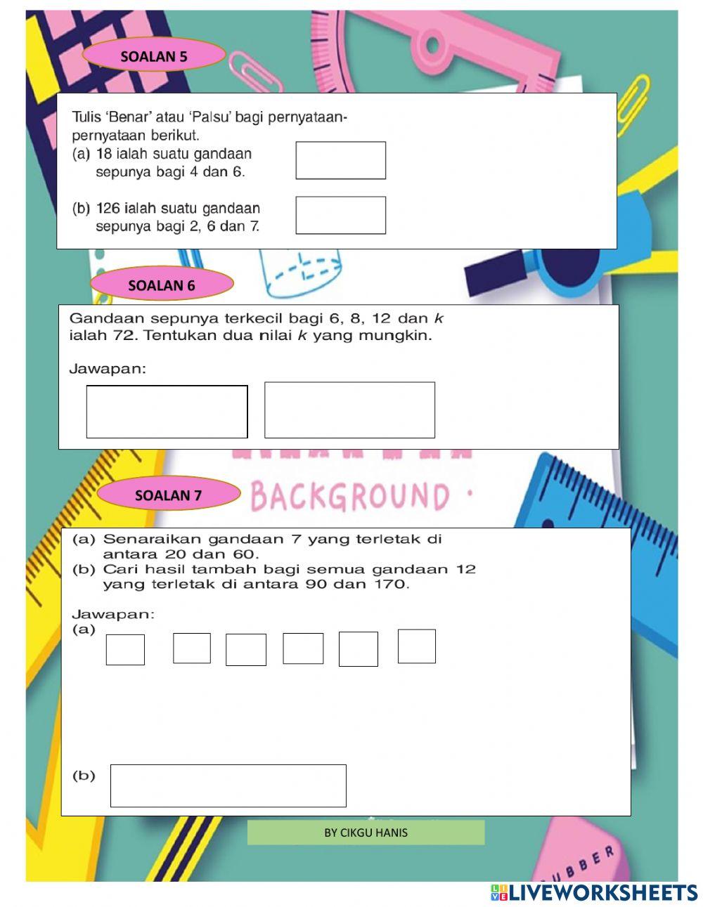PBD MATEMATIK TINGKATAN 1 - BAB 2 ( FAKTOR - GANDAAN)