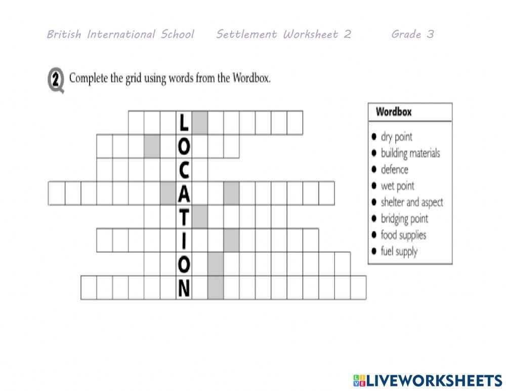 Settlement Loca… | Free Interactive Worksheets | 873736