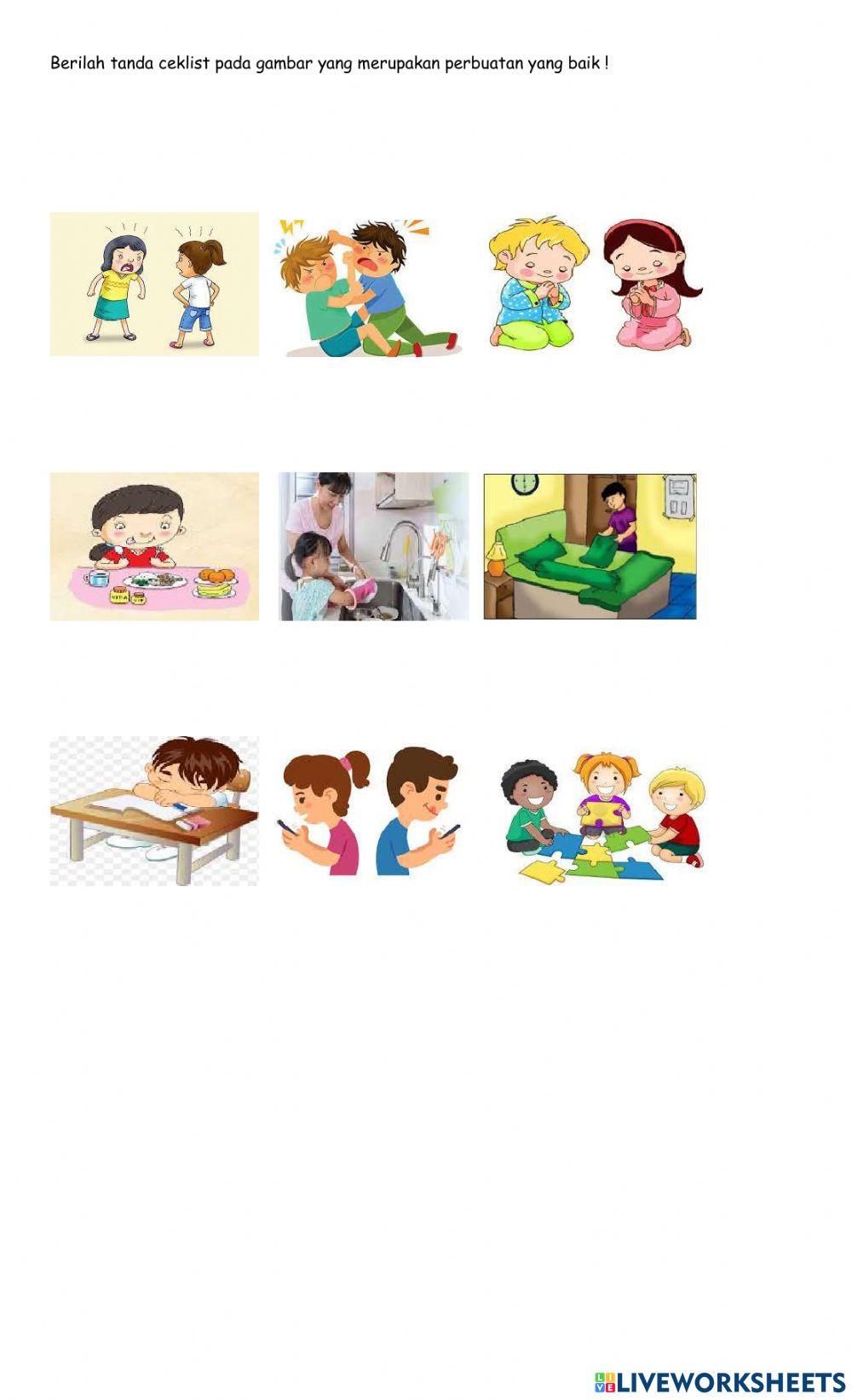 Mengenal Perbuatan yang Baik worksheet | Live Worksheets