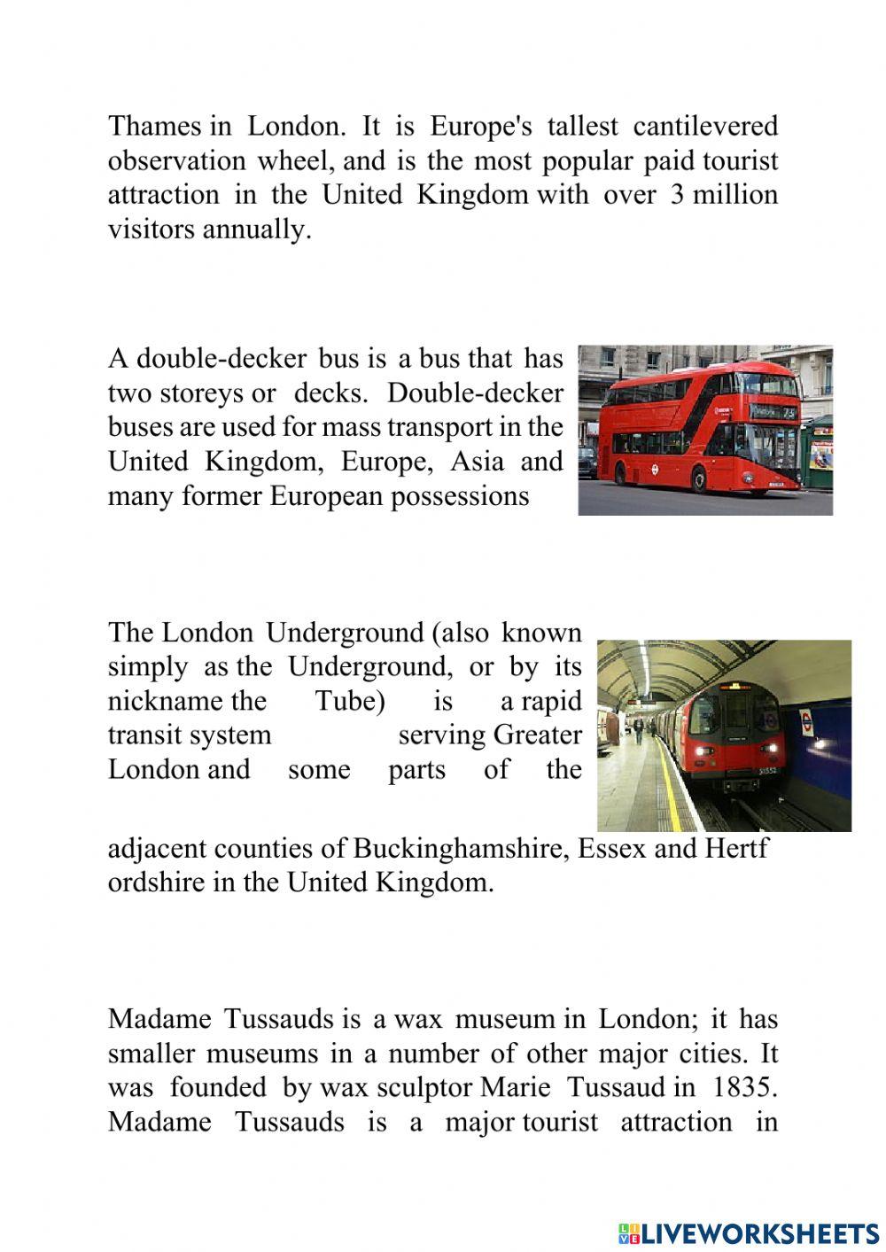 London online activity for 8 | Live Worksheets