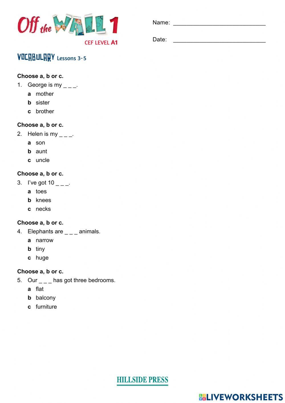 Off1 3-5 worksheet | Live Worksheets