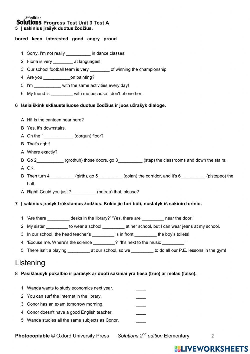 Solutions eleme… | Free Interactive Worksheets | 6515007