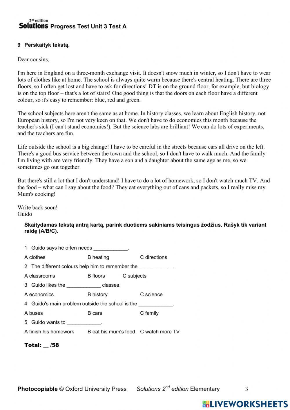 Solutions eleme… | Free Interactive Worksheets | 6515007