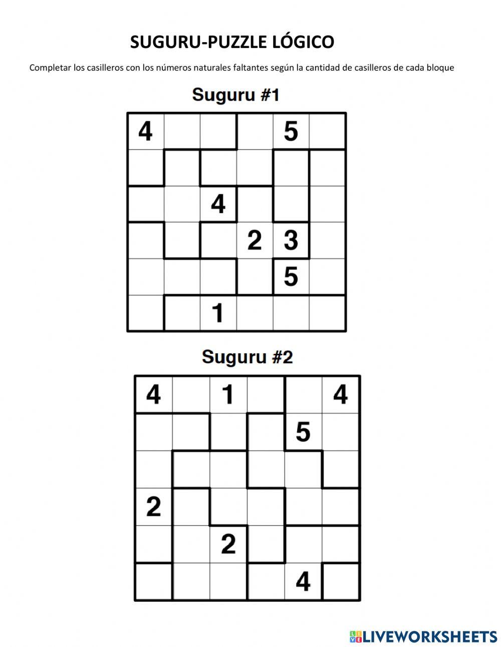 Suguru-puzzle N°1 worksheet | Live Worksheets