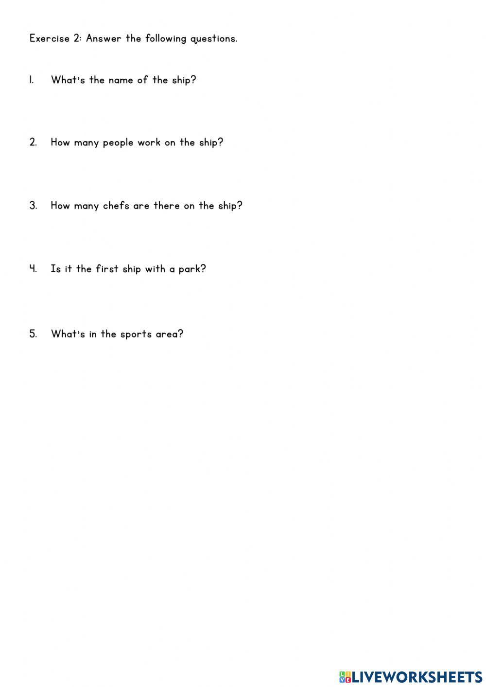 Oasis of the Seas interactive worksheet | Live Worksheets