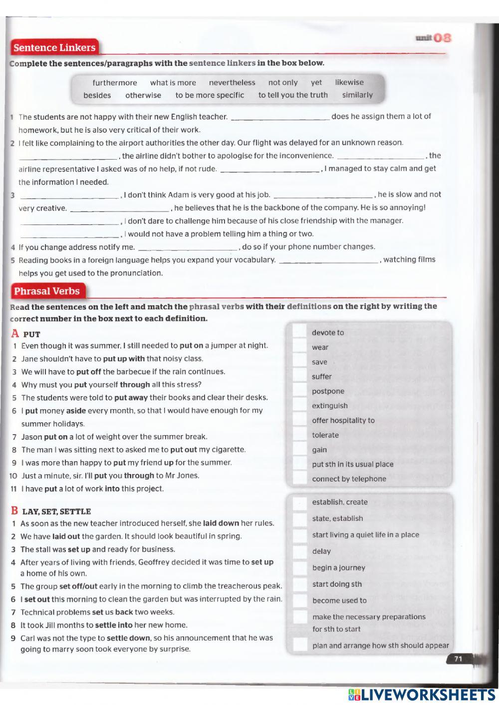 Use of English B2 - Unit 8 worksheet | Live Worksheets