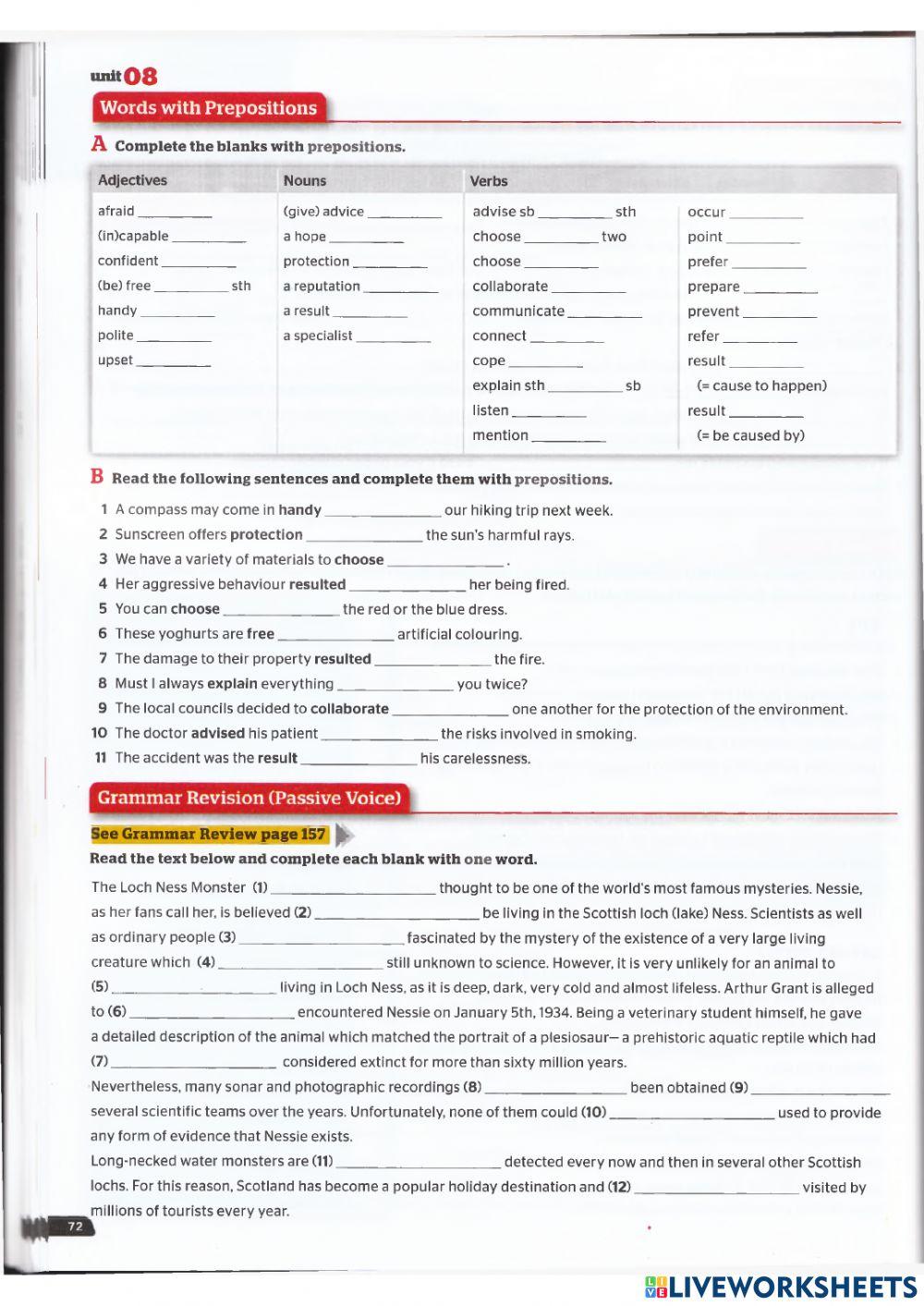 Use of English B2 - Unit 8 worksheet | Live Worksheets
