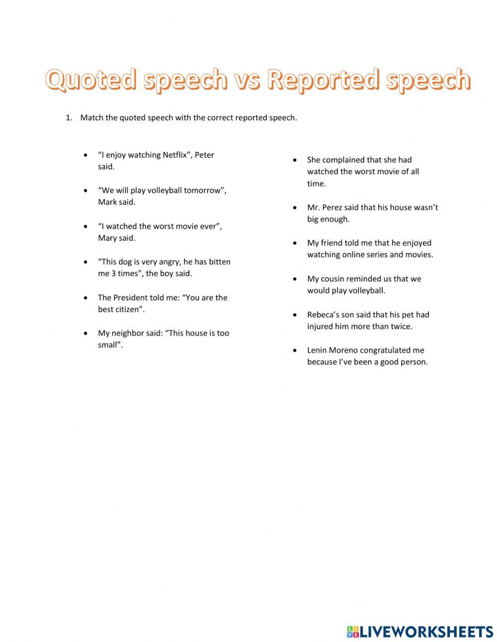 Quoted and Reported speech 4946011 | Leonardo Silva