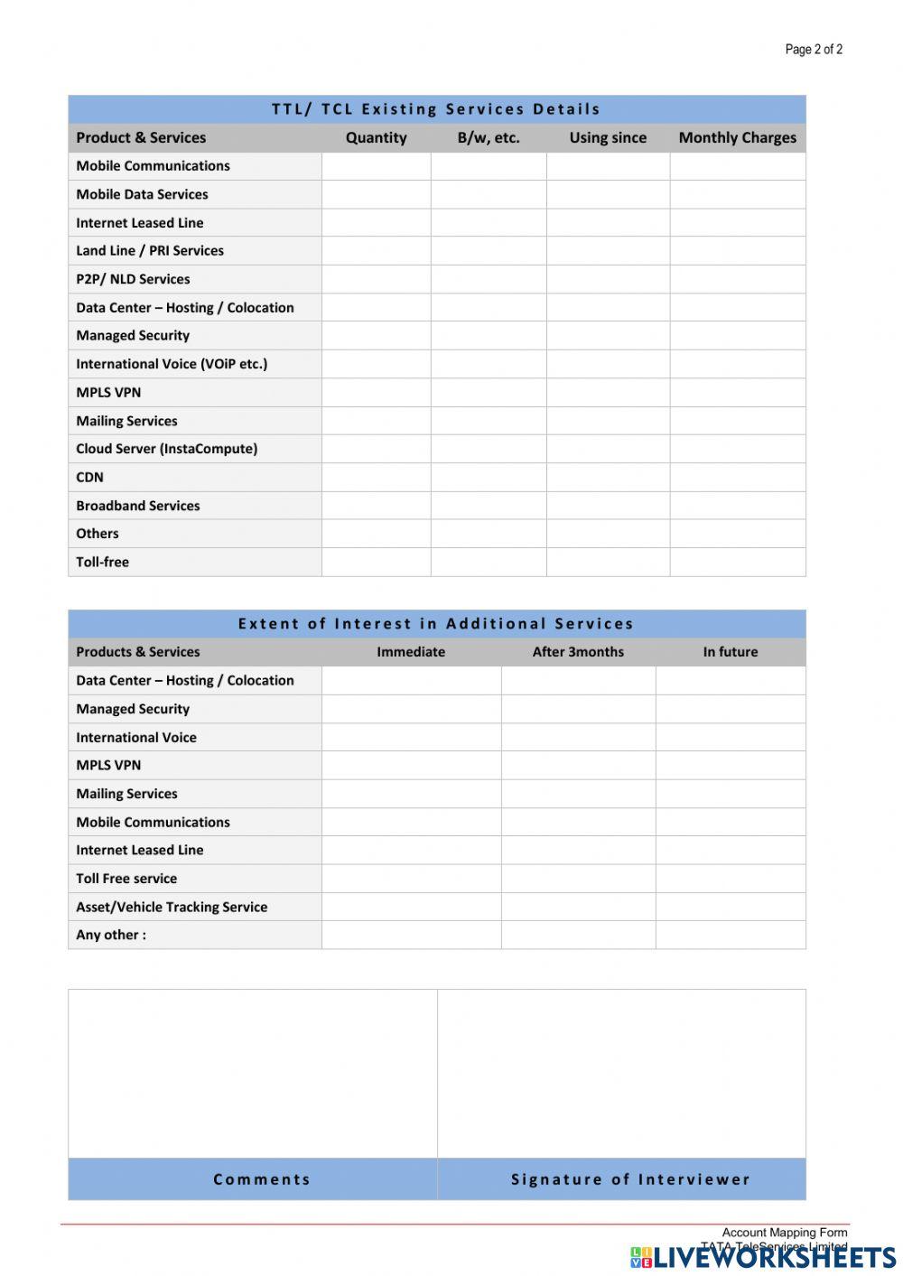 Account Mapping From worksheet | Live Worksheets