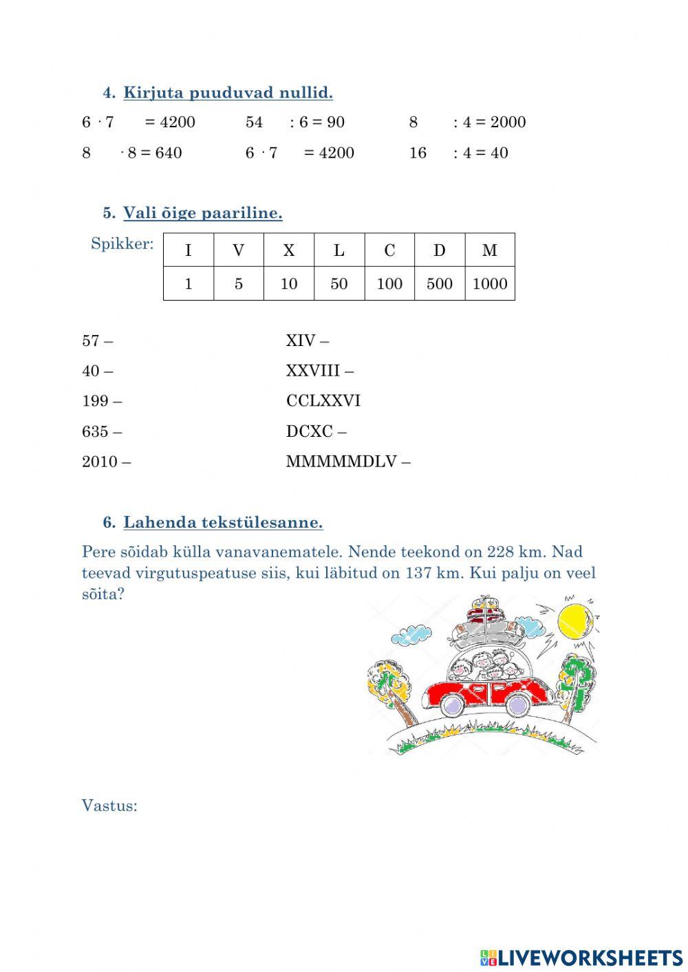 kontrolltöö: ro… | Free Interactive Worksheets | 908369