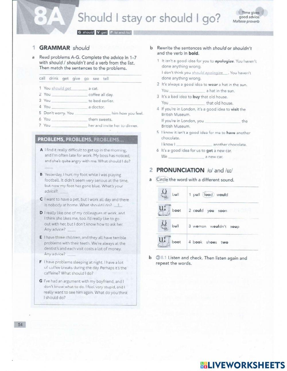 8A ENGLISH FILE PRE-INTERMEDIATE online exercise for | Live Worksheets