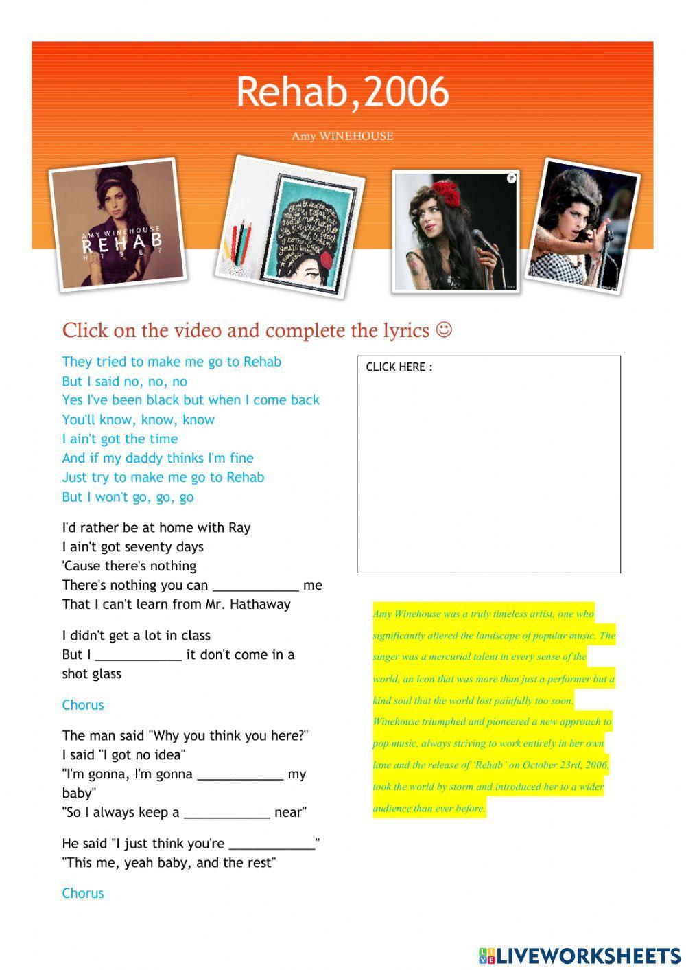 Rehab interactive worksheet | Live Worksheets