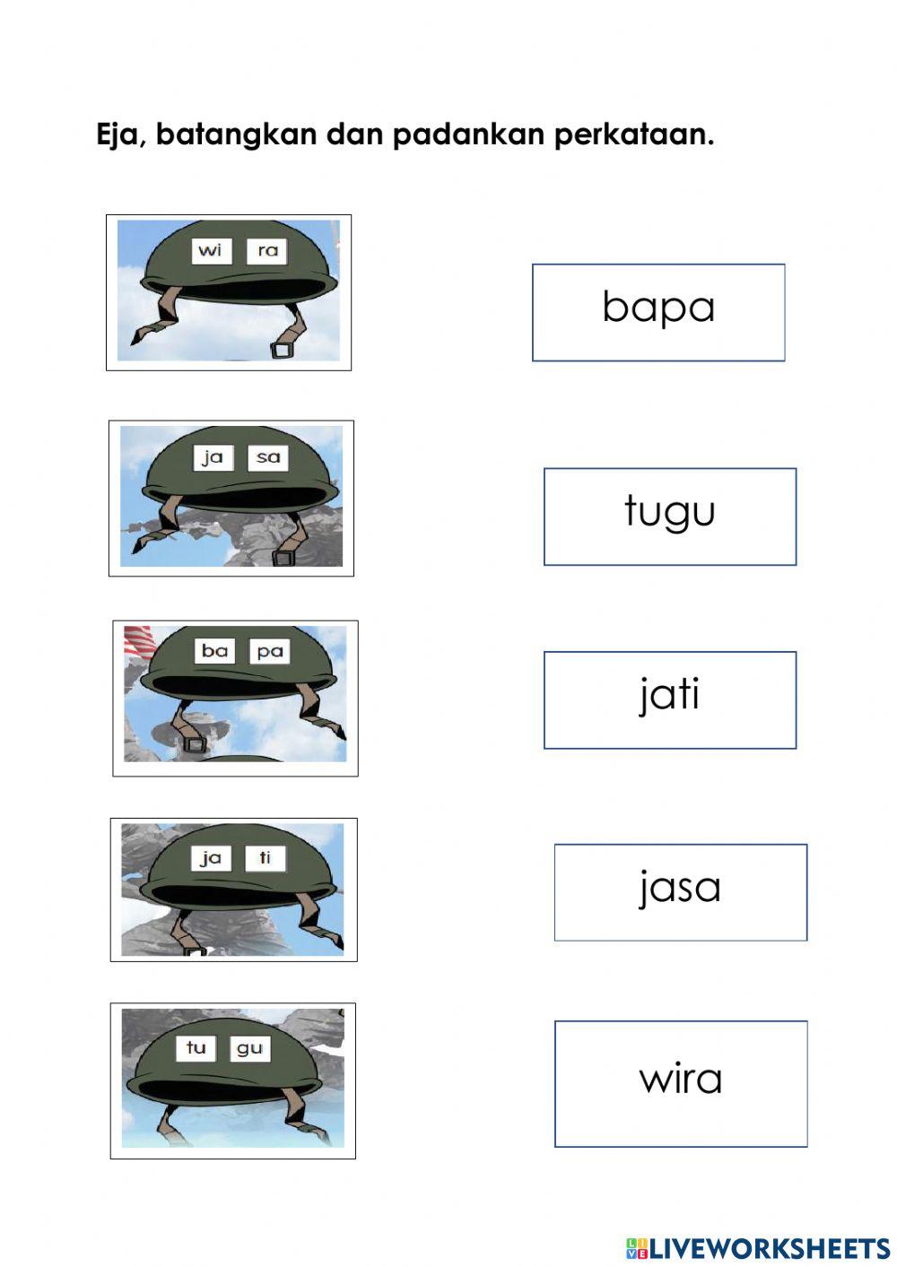 Mengeja dan membatang worksheet | Live Worksheets