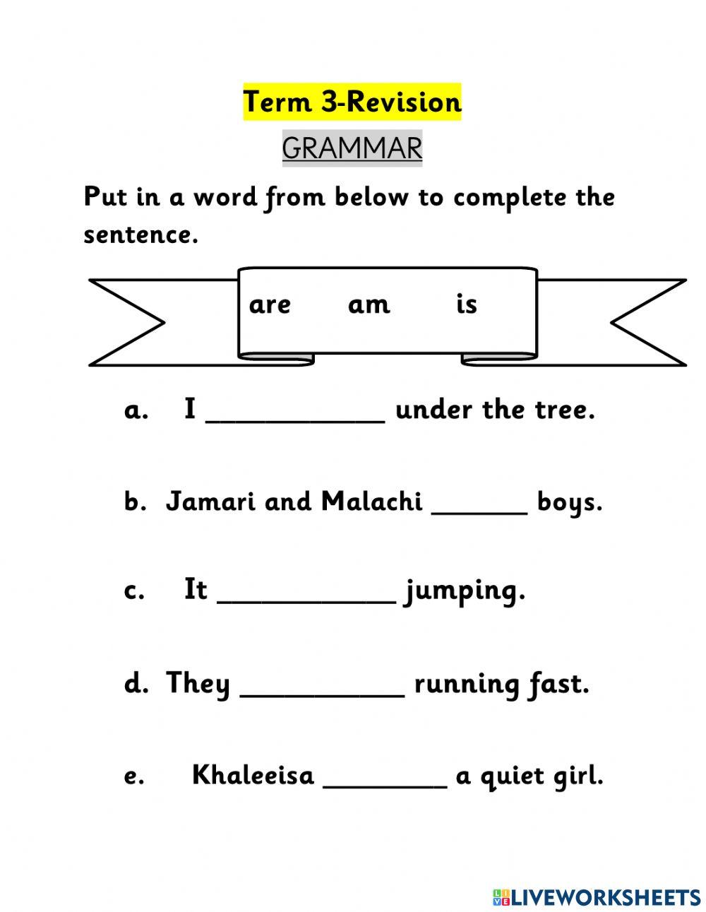 Grammar easter review worksheet | Live Worksheets