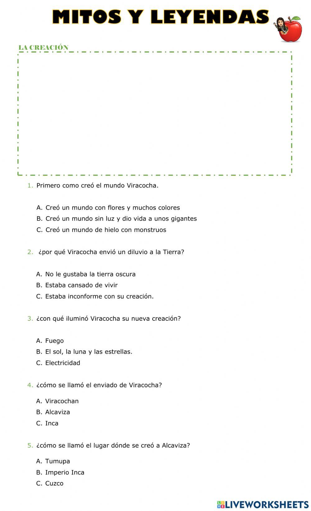 Mito y leyenda | Live Worksheets