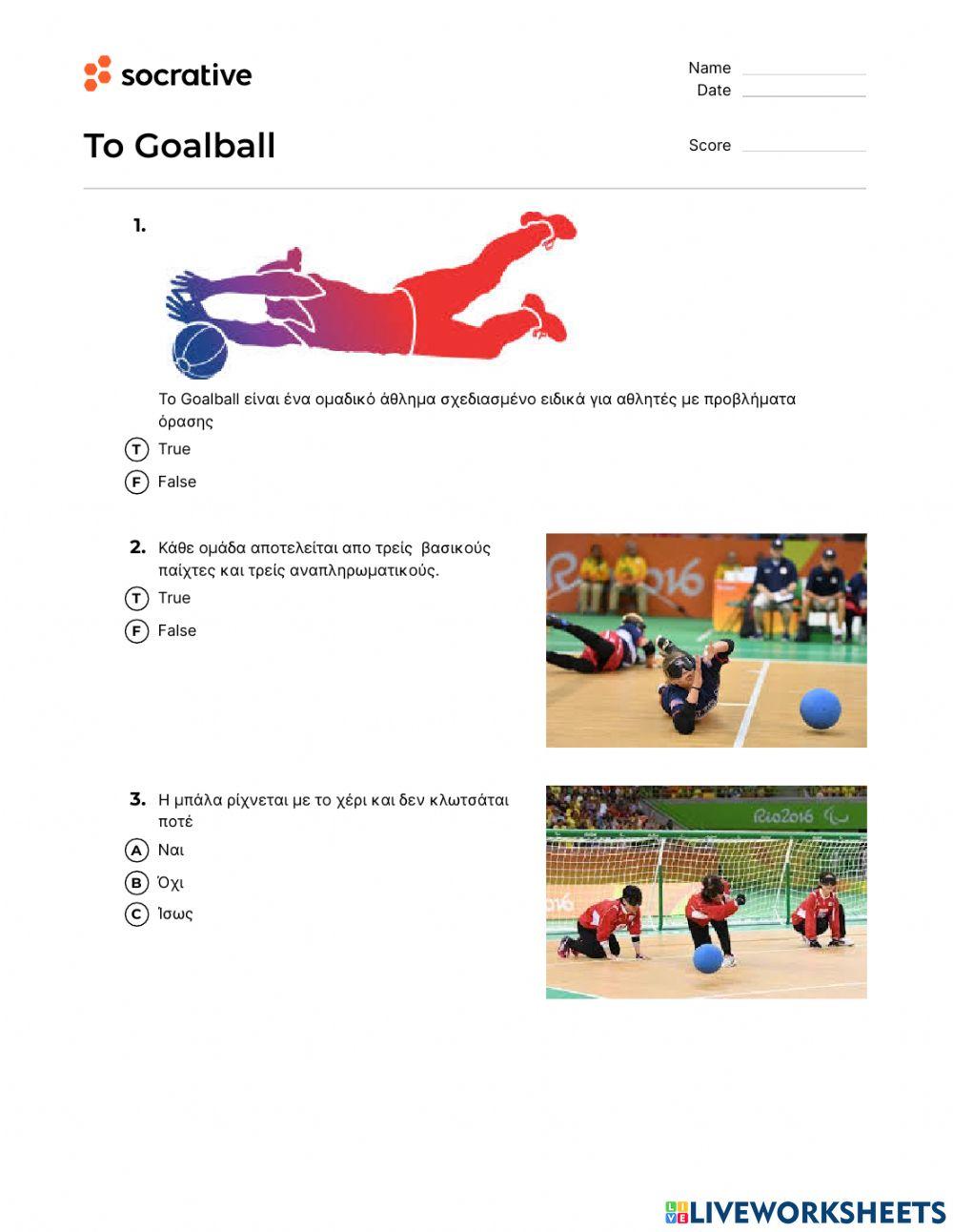 Goalball interactive worksheet | Live Worksheets