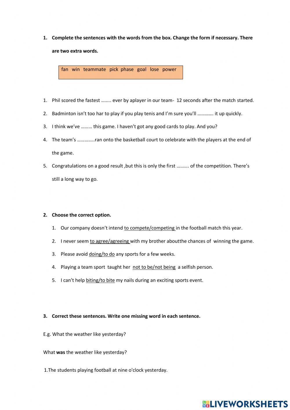 Retake worksheet | Live Worksheets