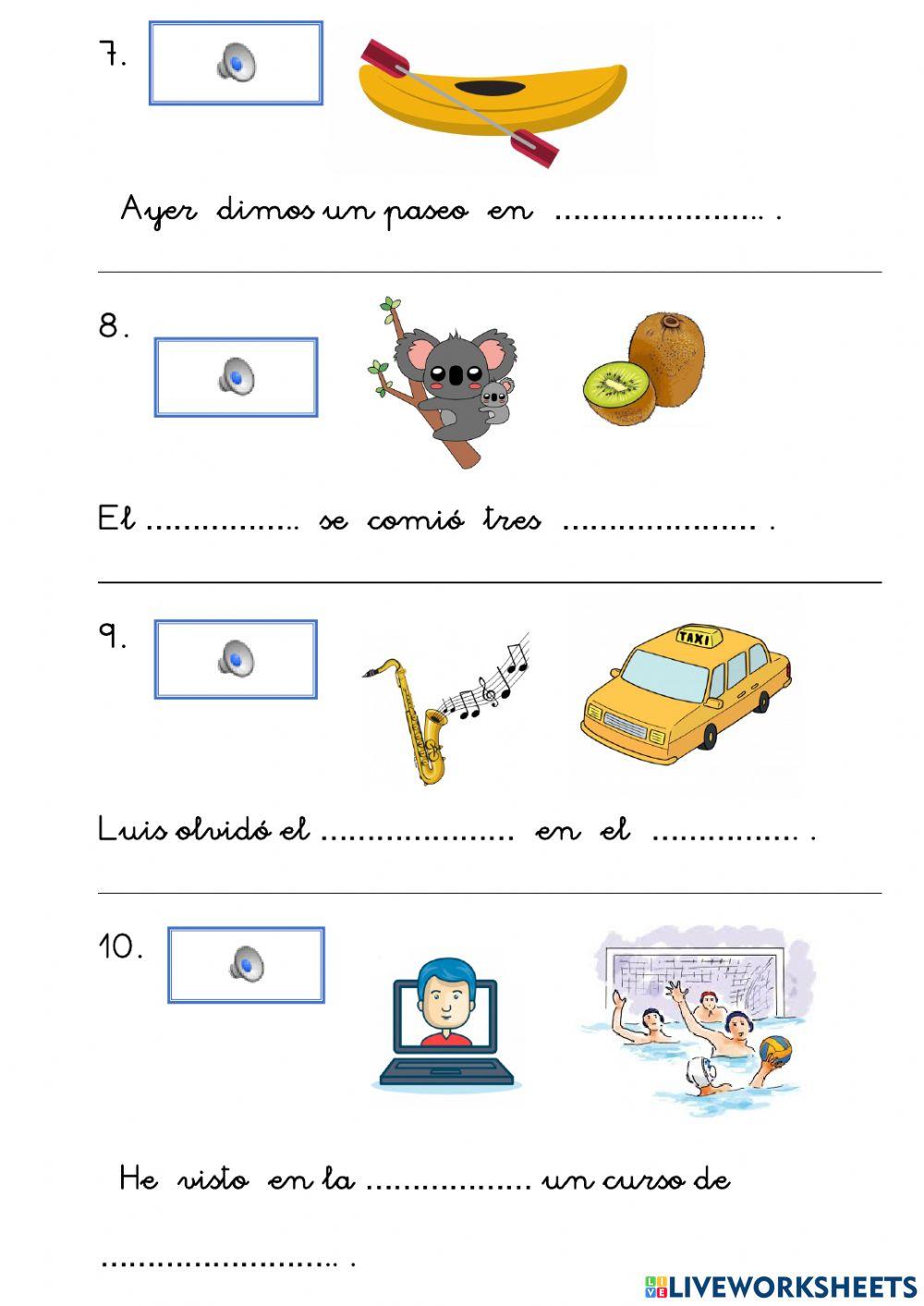 Lectoescritura: CH - K - W - X worksheet | Live Worksheets