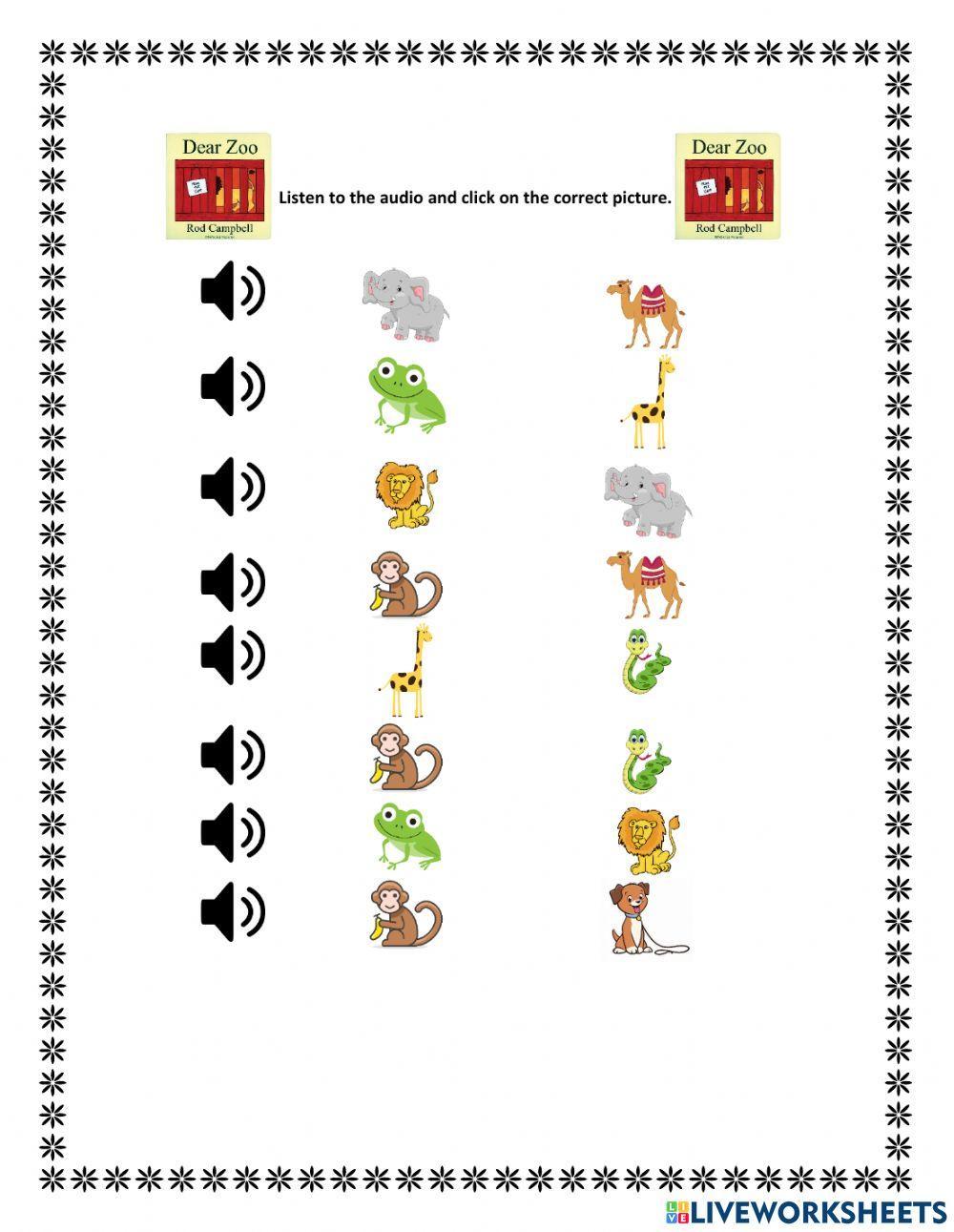 Dear Zoo | Free Interactive Worksheets | 900404