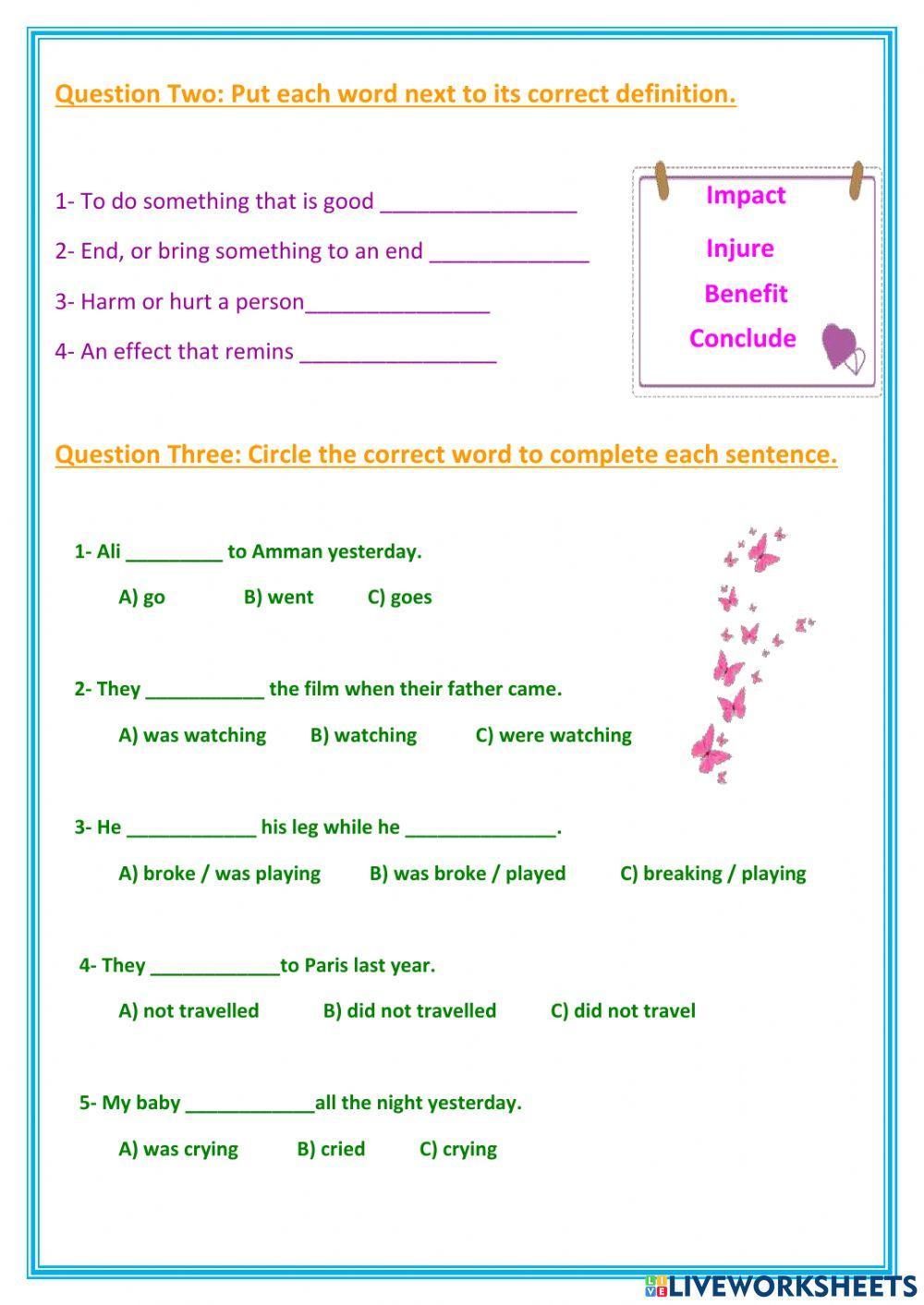 English language liveworksheet interactive worksheet | Live Worksheets