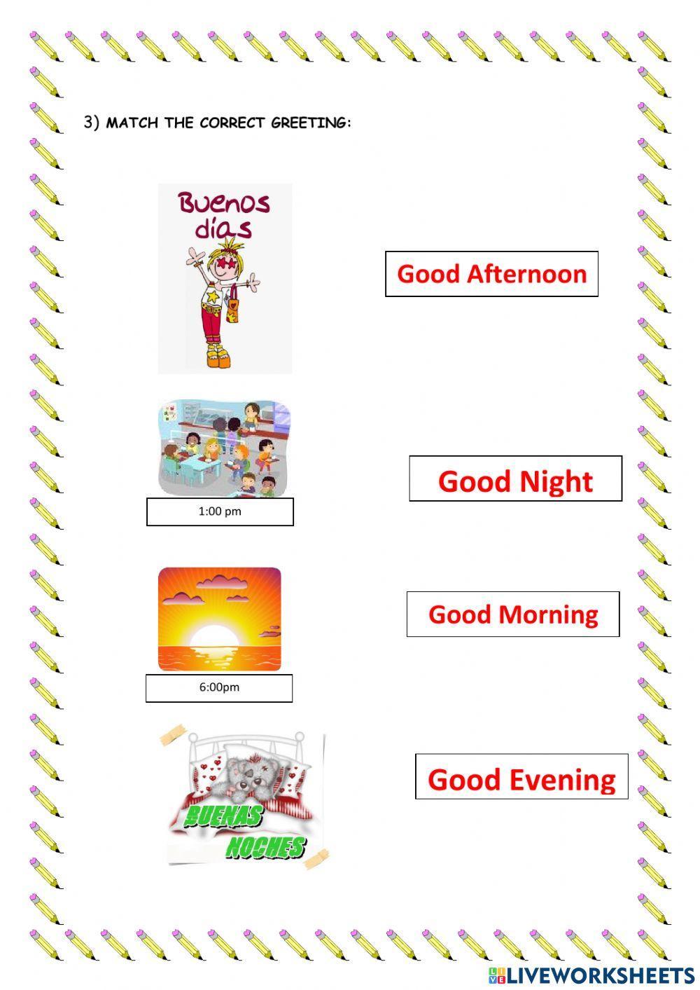 Greetings and P… | Free Interactive Worksheets | 900508