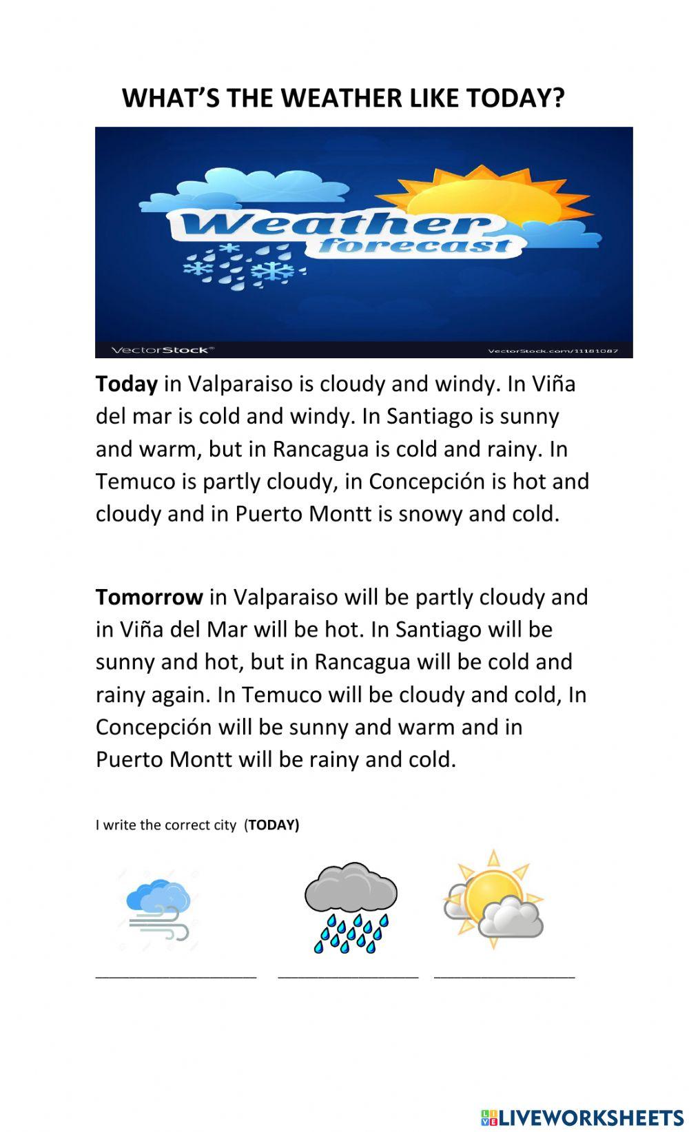 Weather conditions exercise for 5to | Live Worksheets