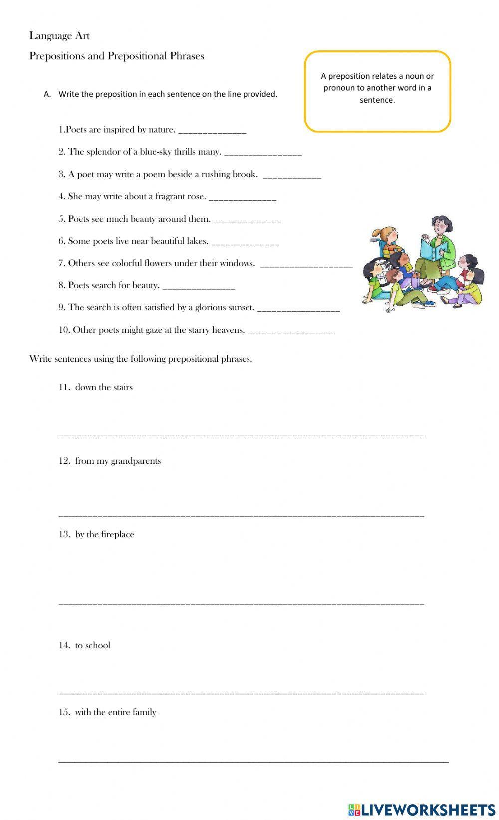 Preposition interactive exercise for 5 | Live Worksheets