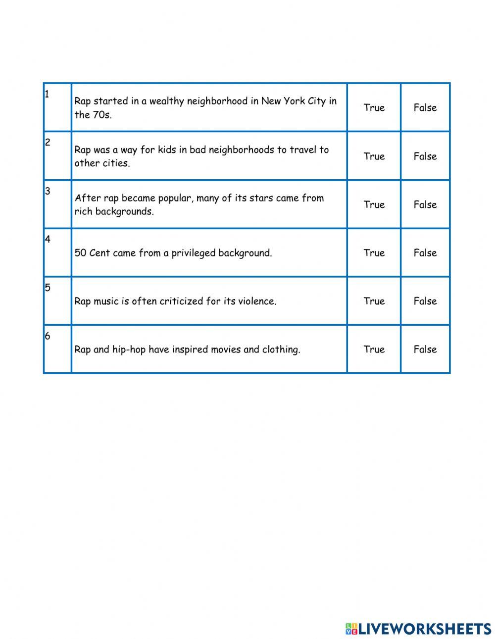 FAME online exercise for | Live Worksheets