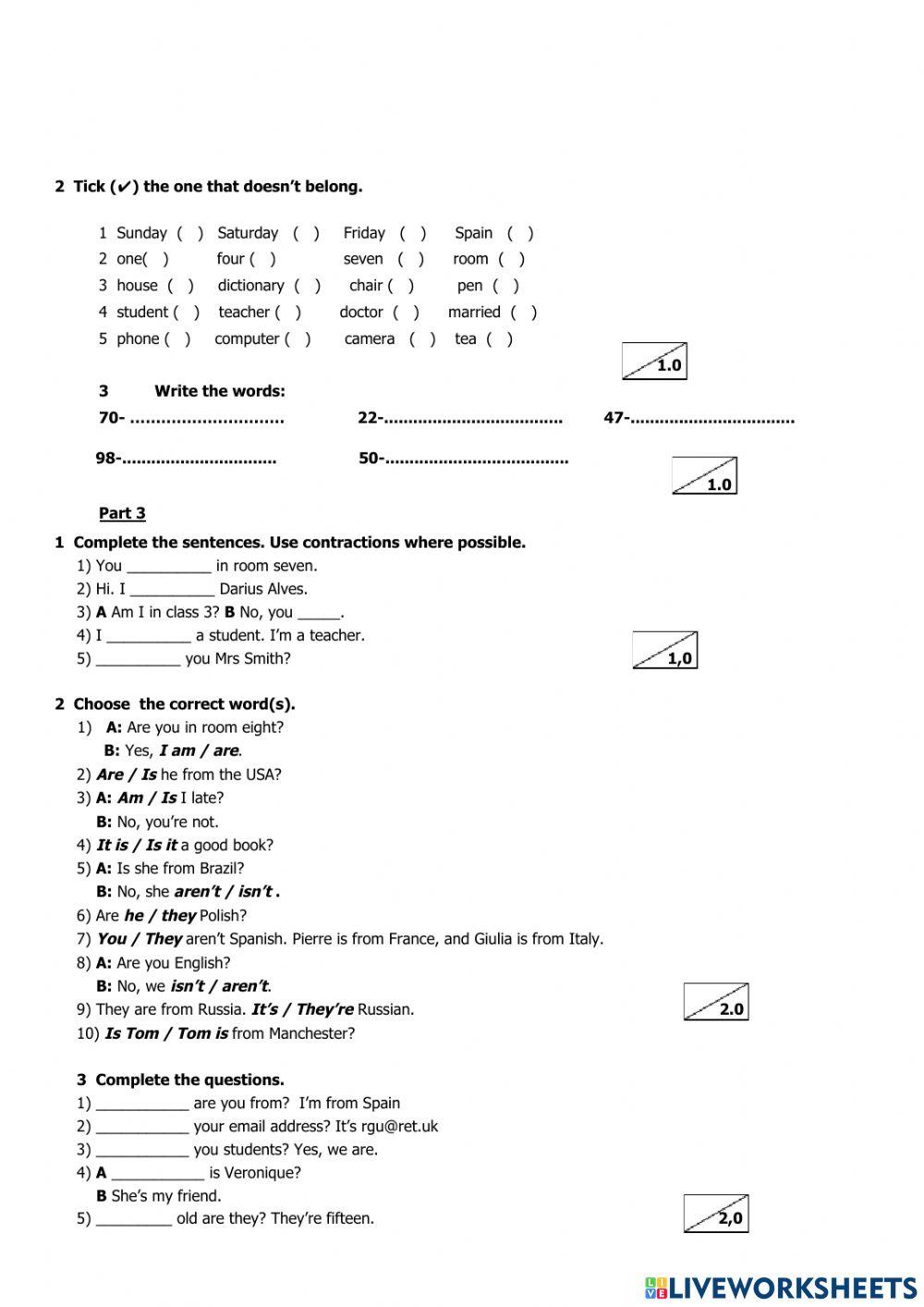 Access 1A worksheet | Live Worksheets
