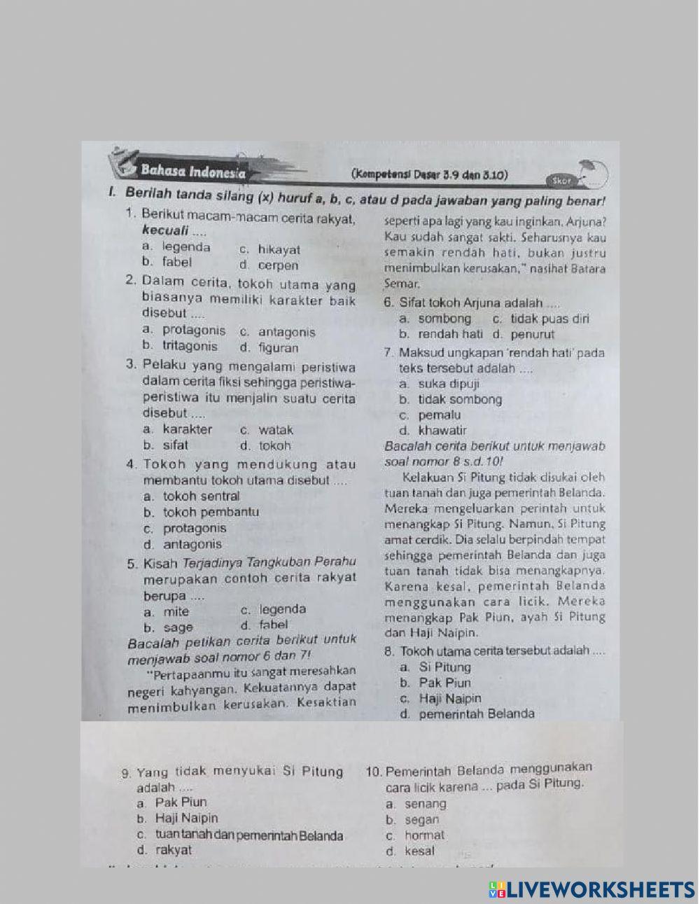 Ulangan Akhir Tema 8 worksheet | Live Worksheets