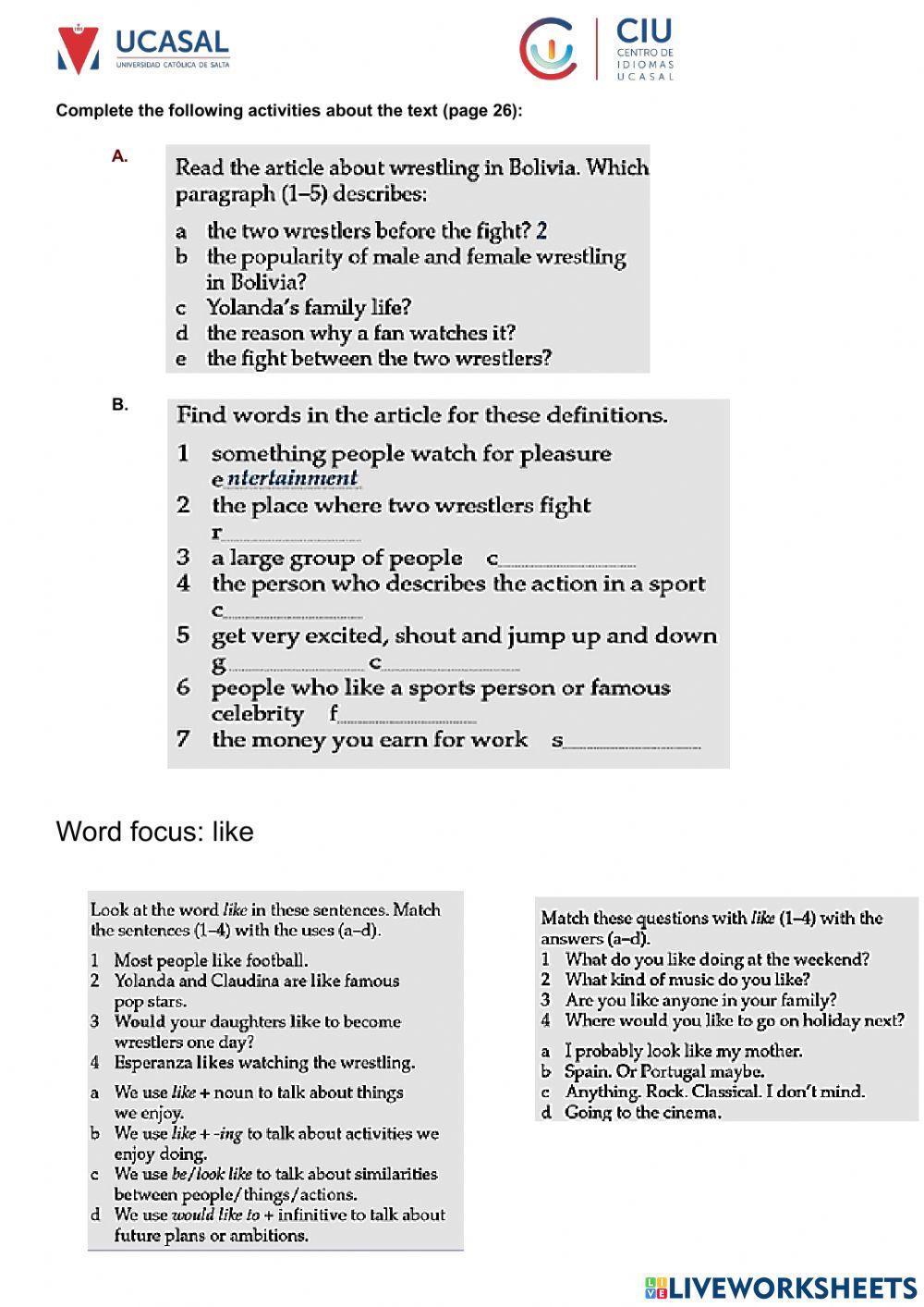 2.c Online Exercise For | Live Worksheets