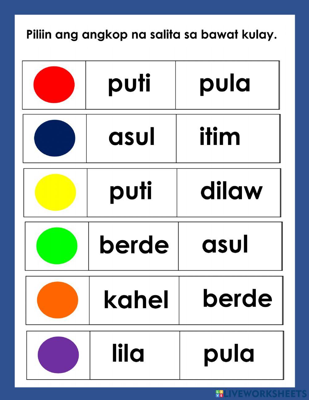 Pagbasa-mga Kulay Sw Worksheet Live Worksheets, 42% OFF