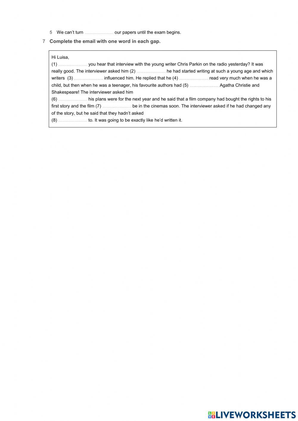 Books worksheet for Pre-Intermediate | Live Worksheets