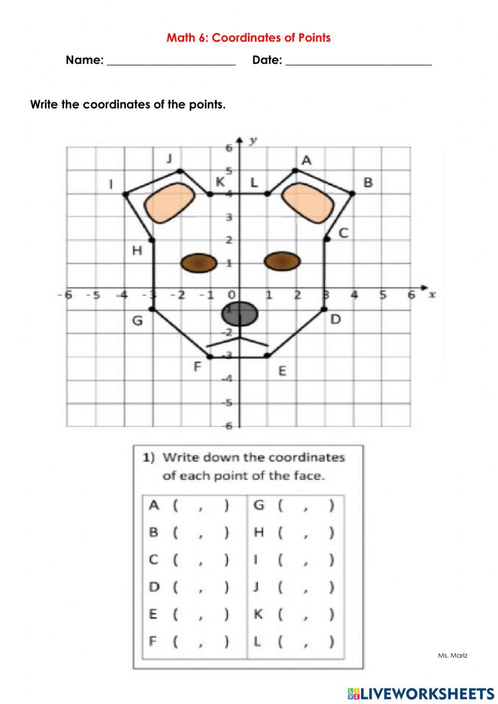 4949702 | Coordinates of a Point (Year 6) | Mariez