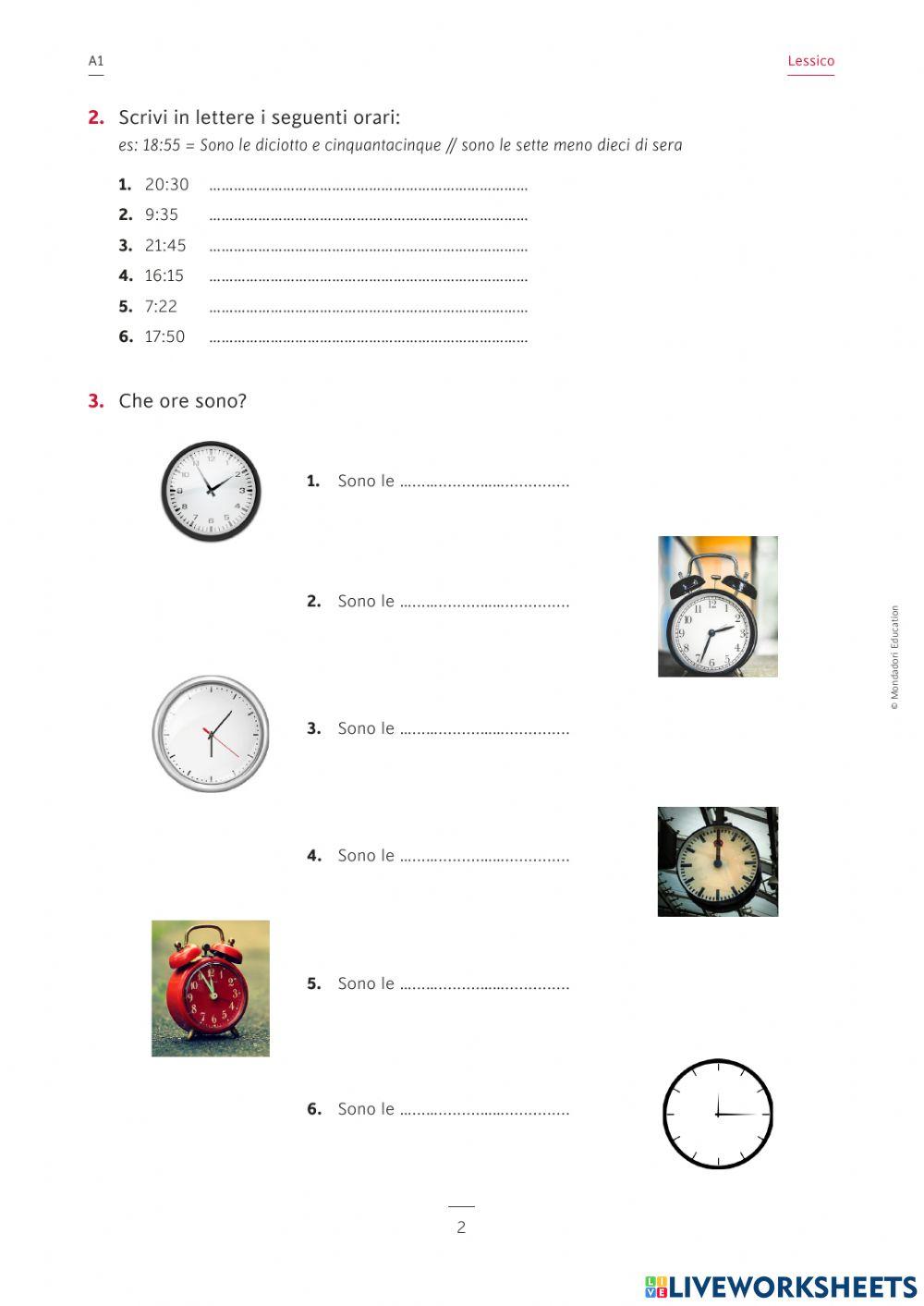 Dire l'ora online exercise for | Live Worksheets