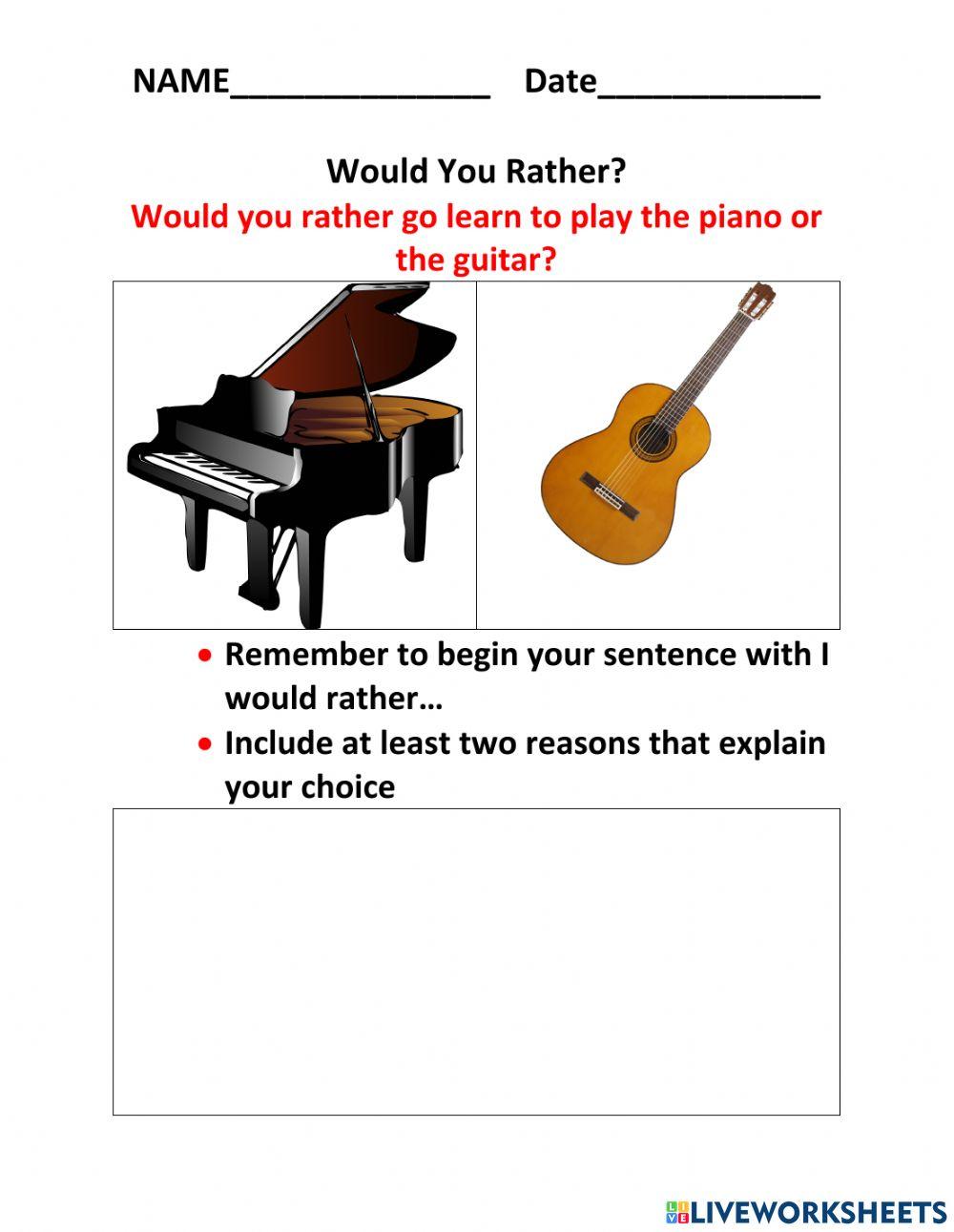 Would you rather free online worksheet | Live Worksheets