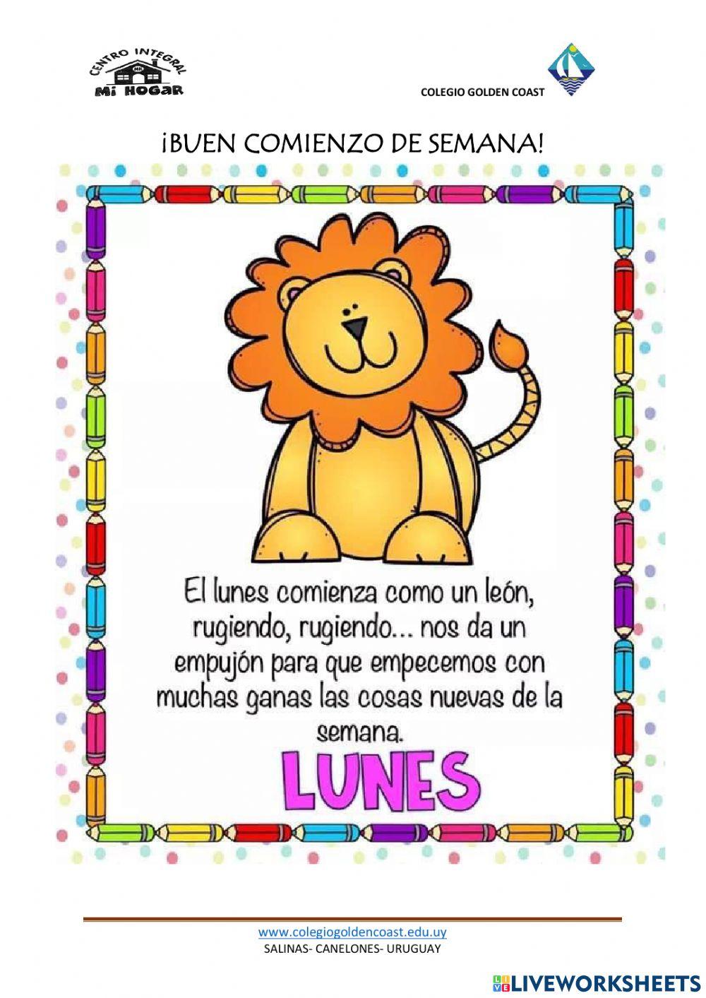 902206 | Lunes | COLEGIO GOLDEN COAST | LiveWorksheets