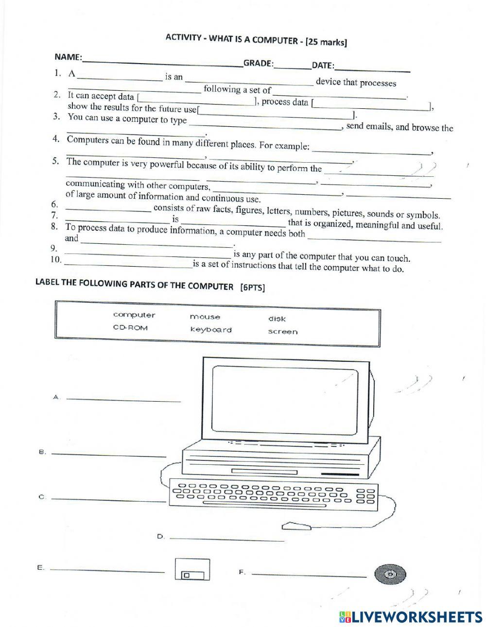 Liveworksheets Know Your Computer Liveworksheets Know Your Computer