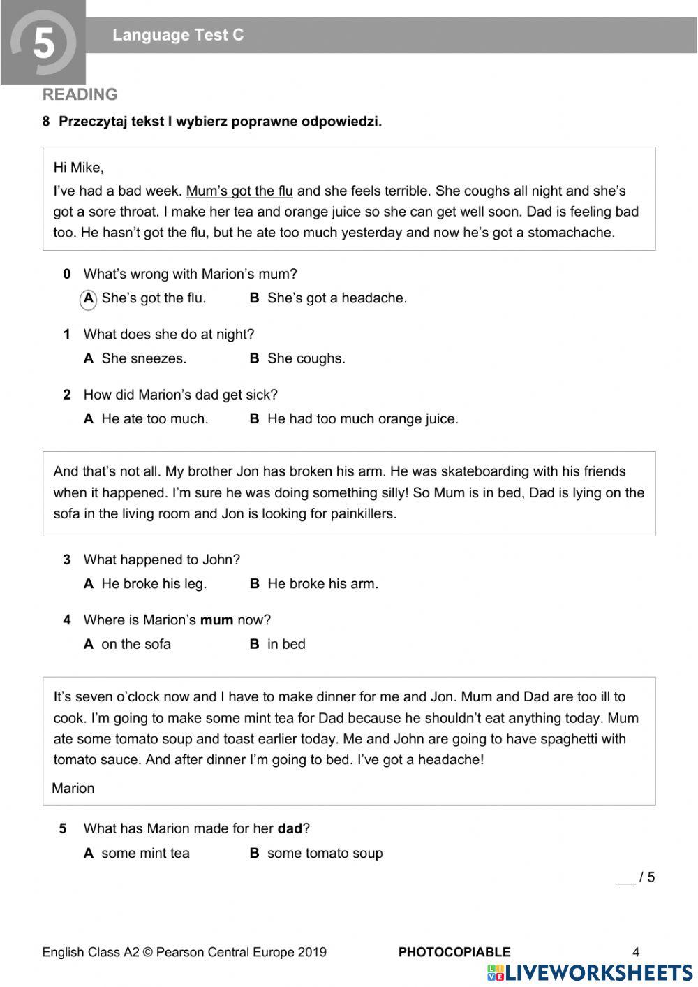 4950612 | English Class A2 unit 5 | Anna