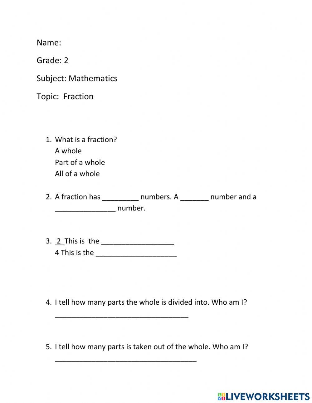Fraction online exercise for 2 | Live Worksheets