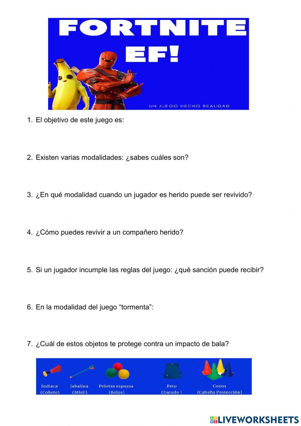 Fortnite EF | Free Interactive Worksheets | 902973