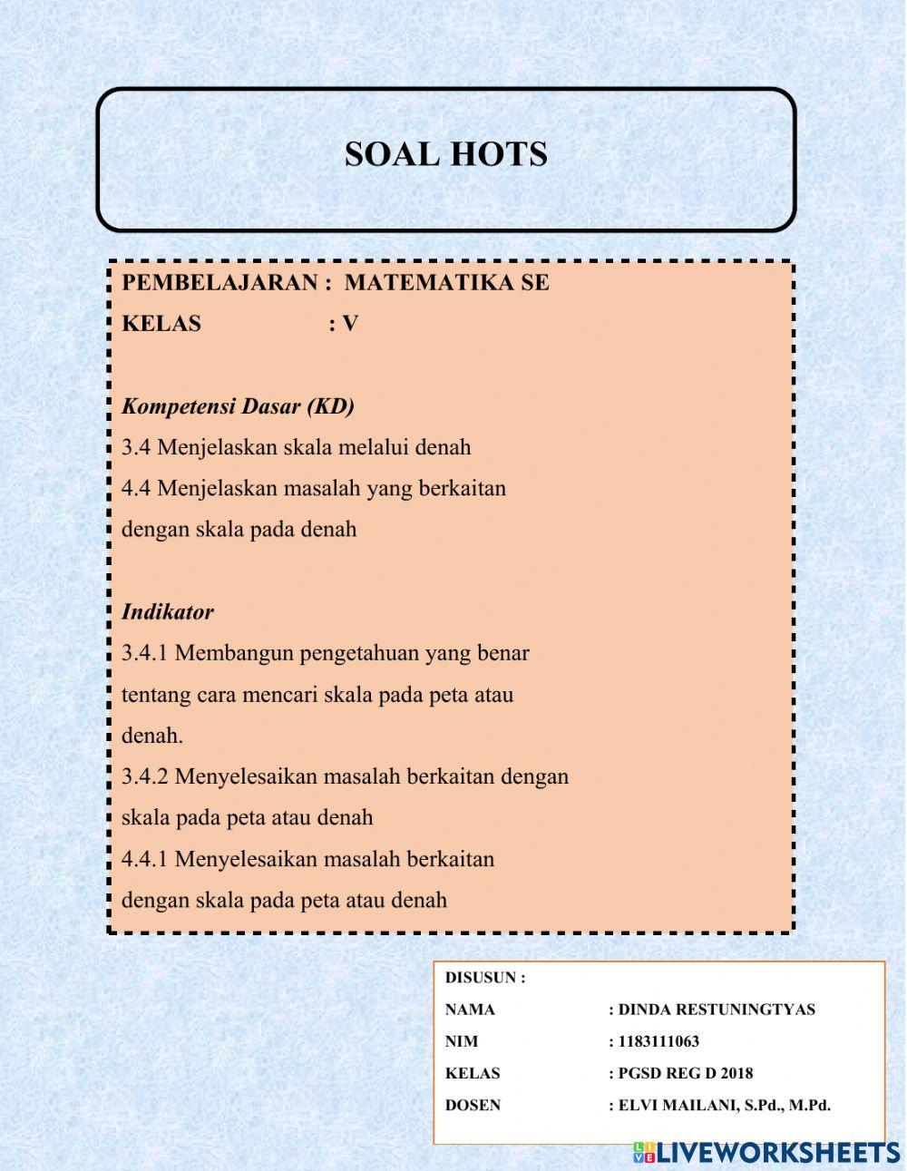 Soal hots activity | Live Worksheets